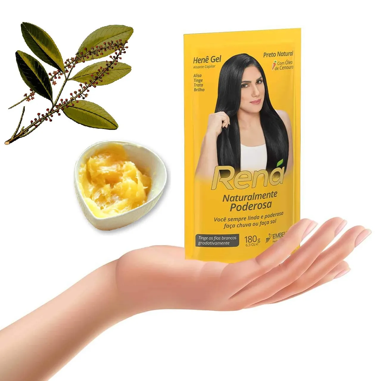 Hena Gel Rená Embelleze alisante y tiñe color negro 180g – Rulos To Look