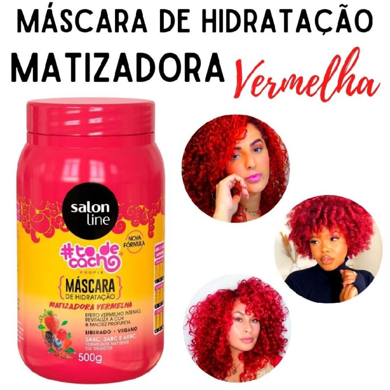 SALON LINE MASCARA TONALIZANTE VERMELHO ROJO VEGANA 300ML REVITALIZA ...