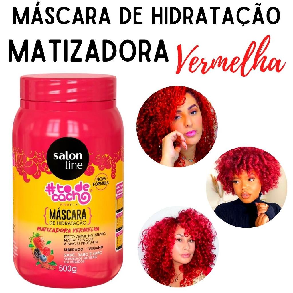 SALON LINE MASCARA TONALIZANTE HIDRATANTE ROJO VEGANA 500G vermelho ...